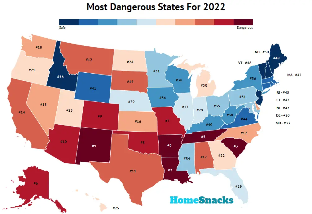 Most Dangerous States In The United States [2022]: Based On Violent ...
