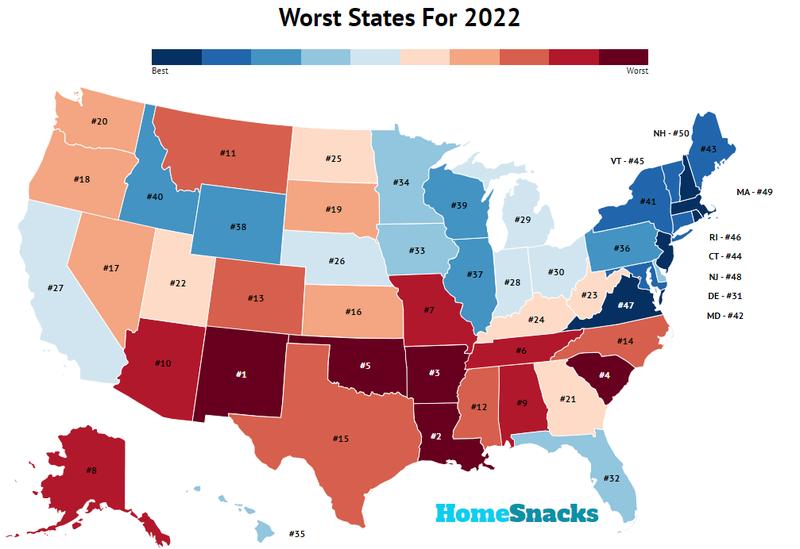 Worst States In America [2022]: Based On Crime, Cost of Living, and ...