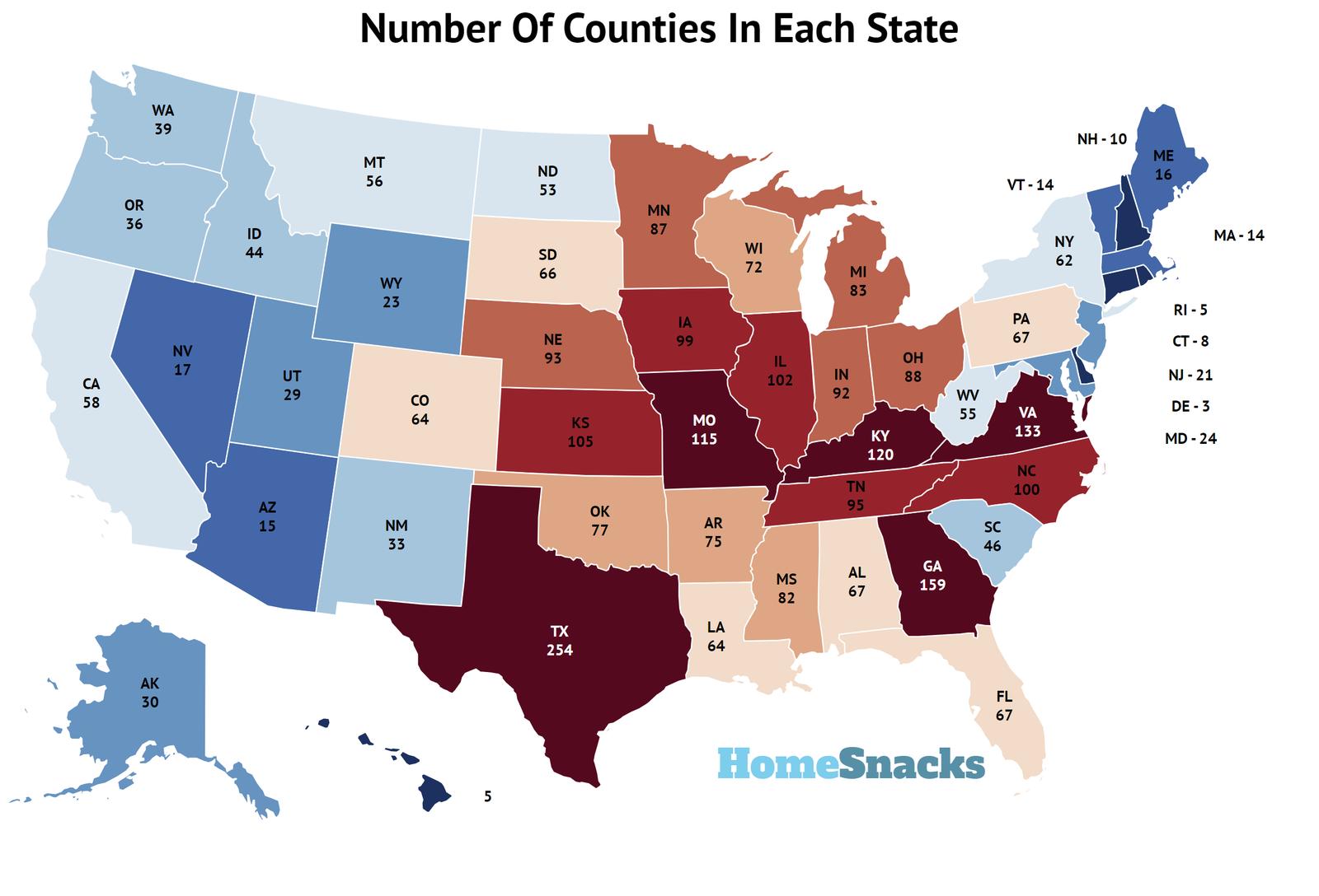 States With The Most Counties In The US For 2025 | HomeSnacks